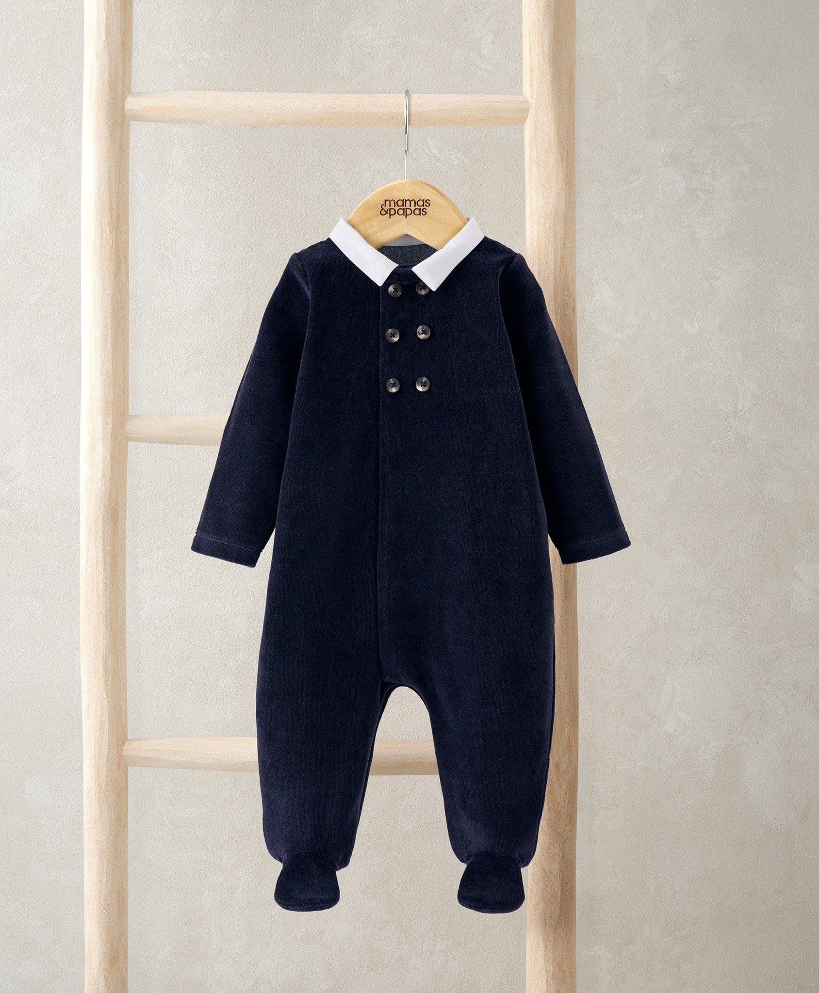Blue Velour Sleepsuit | Mamas & Papas Lebanon